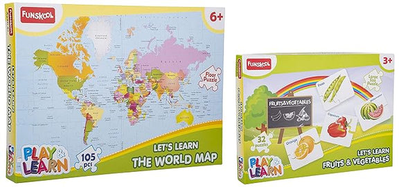Funskool Play & Learn-World Map & Funskool Play & Learn-Fruits & Veget ...
